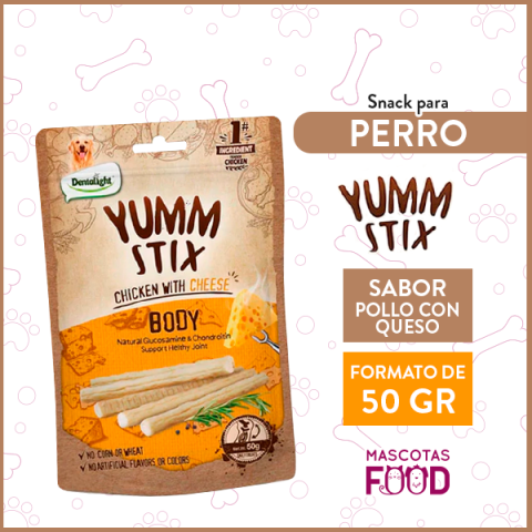 Snack para Perros Yumm Stix Mind Pollo con Queso 50 GRS. - Mascotas Food